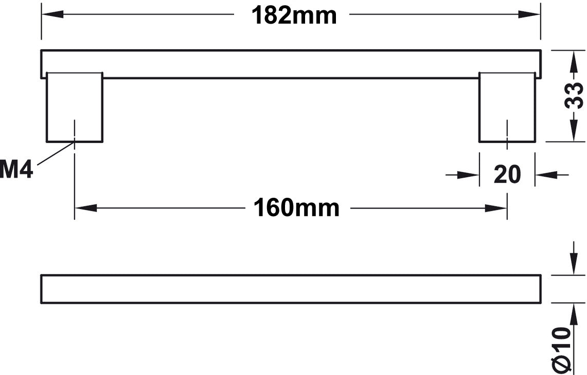 Knurled Black Cabinet Bar Handle