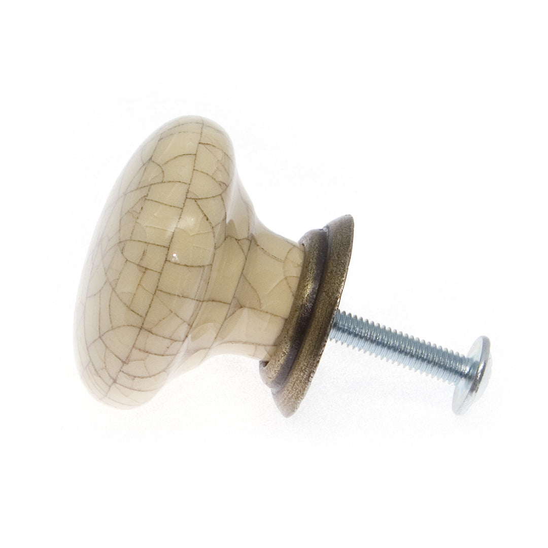 Cream Crackle Ceramic Cupboard Knob