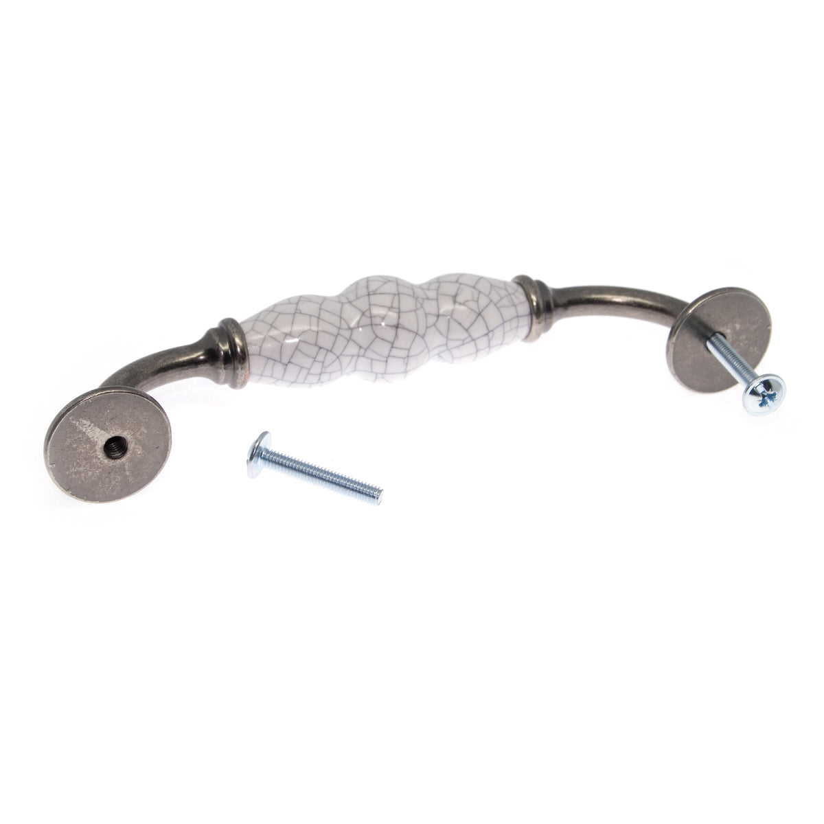 White Crackle Ceramic Kitchen Door D Handle